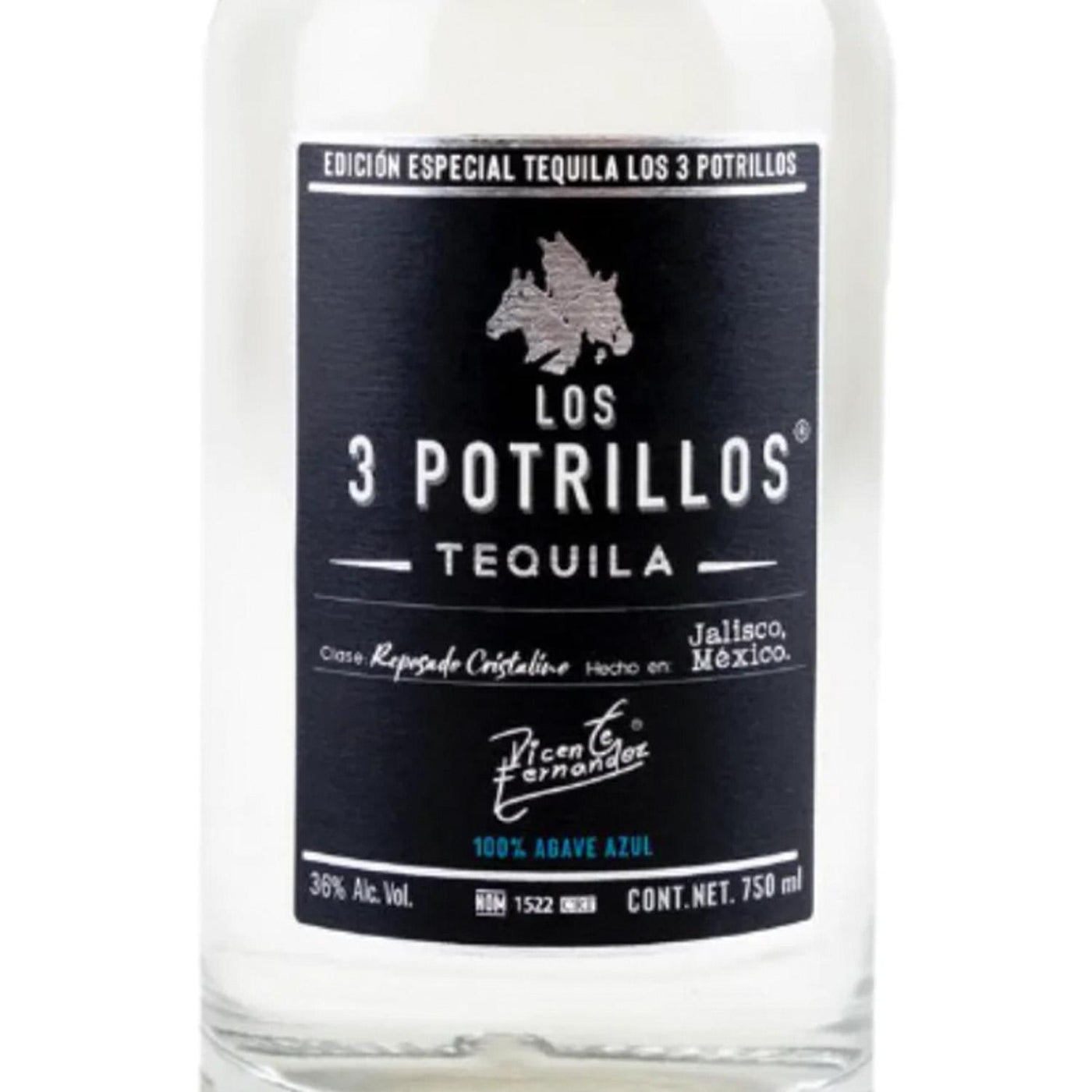 Pack de 4 Tequila Los 3 Potrillos Reposado Cristalino 750 ml — Mutio Store